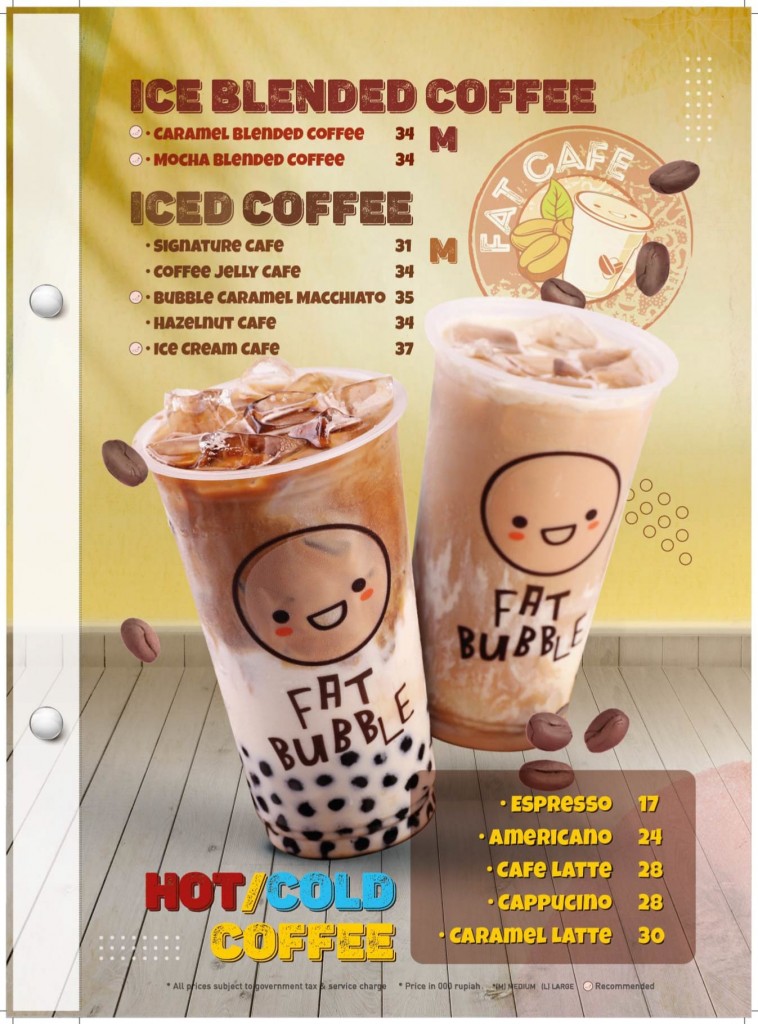 Menu | Fat Bubble
