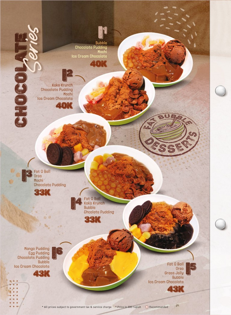 Menu | Fat Bubble